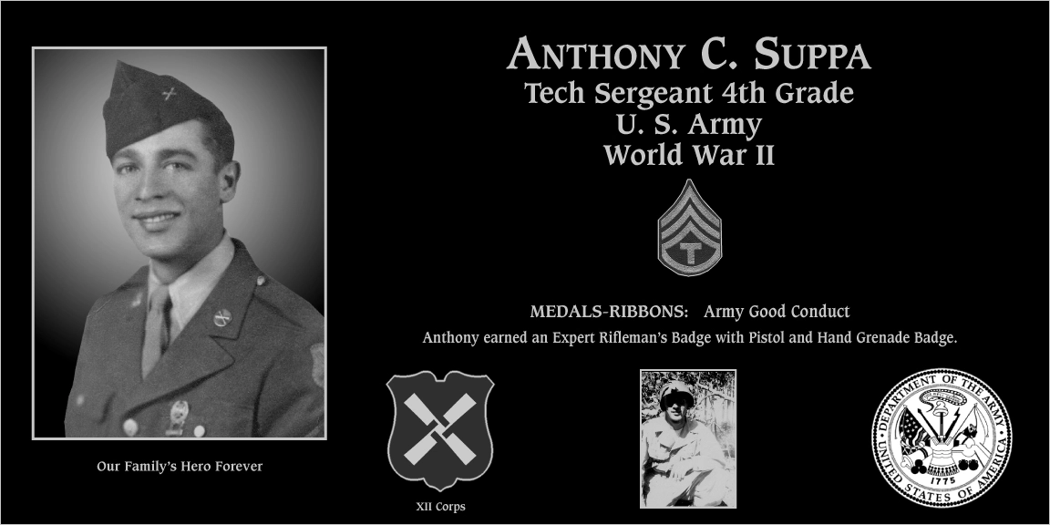 Sergeant Anthony C Suppa | Mt. Soledad Virtual Plaque