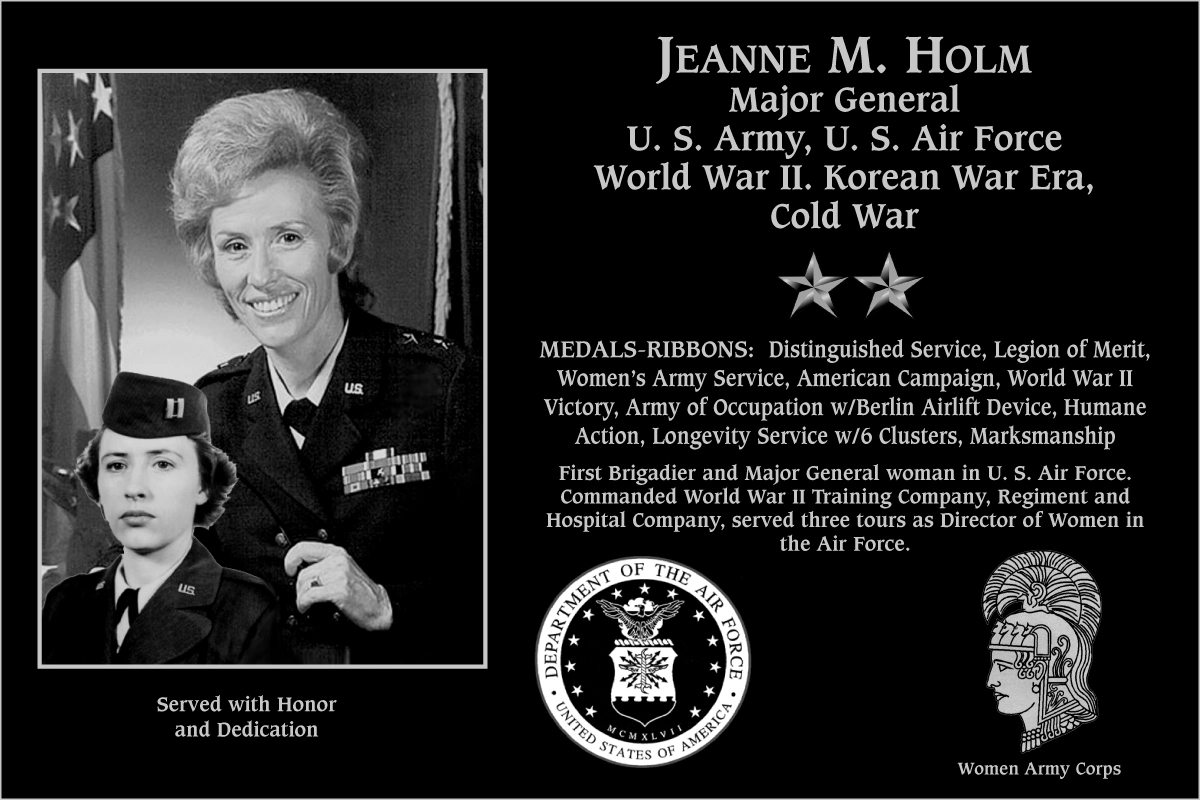 Major General Jeanne M Holm | Mt. Soledad Virtual Plaque