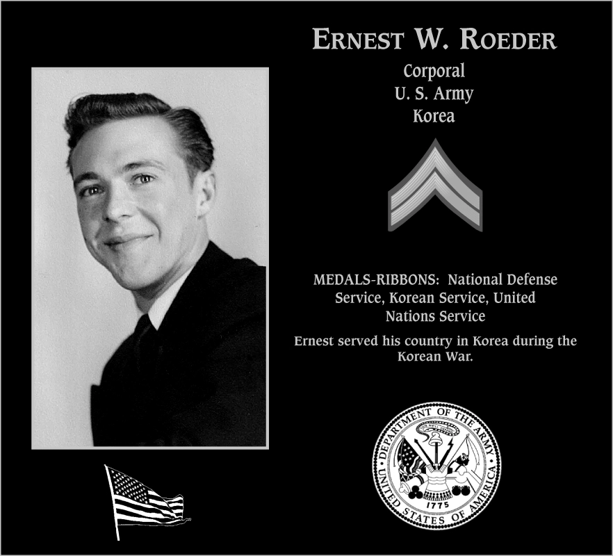 Corporal Ernest W Roeder | Mt. Soledad Virtual Plaque