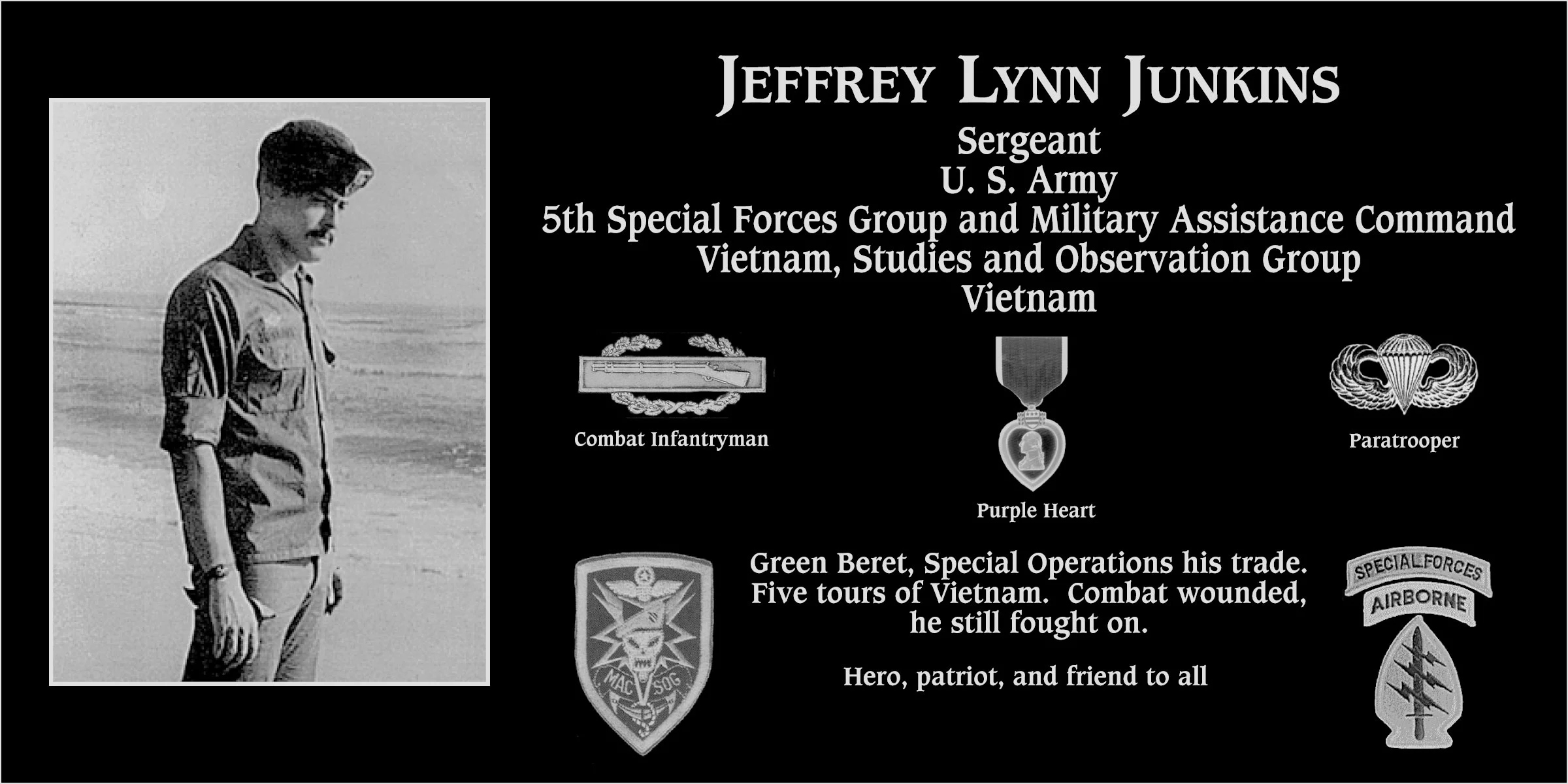 Sergeant Jeffrey Lynn Junkins | Mt. Soledad Virtual Plaque