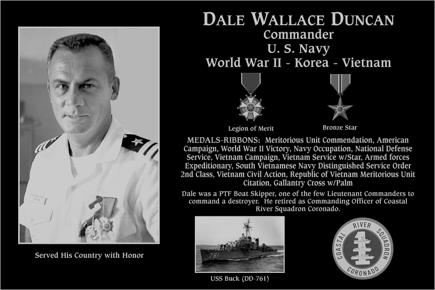 Commander Dale Wallace Duncan | Mt. Soledad Virtual Plaque