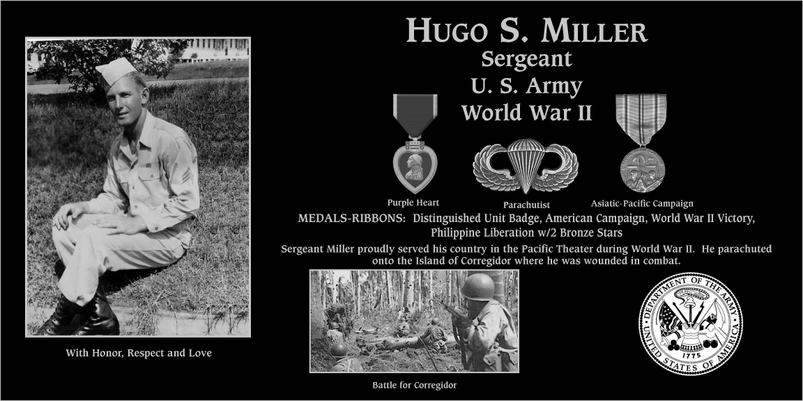 Sergeant Hugo S Miller | Mt. Soledad Virtual Plaque