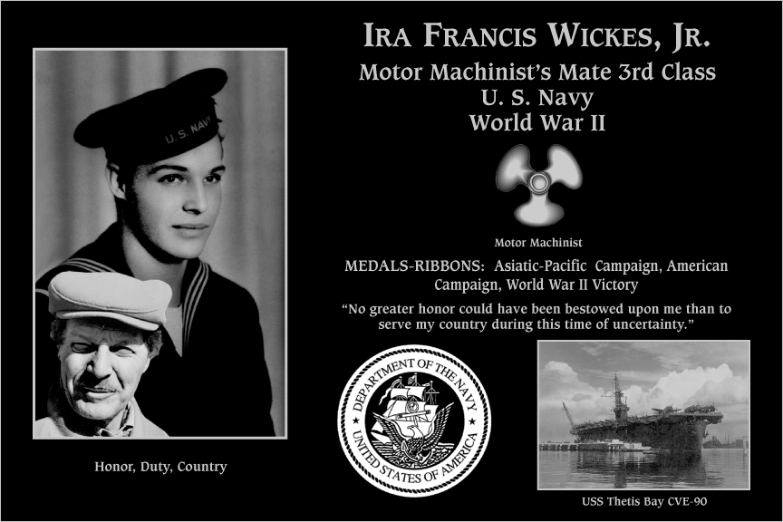 Petty Officer Third Class Ira Francis Wickes, Jr. | Mt. Soledad Virtual ...