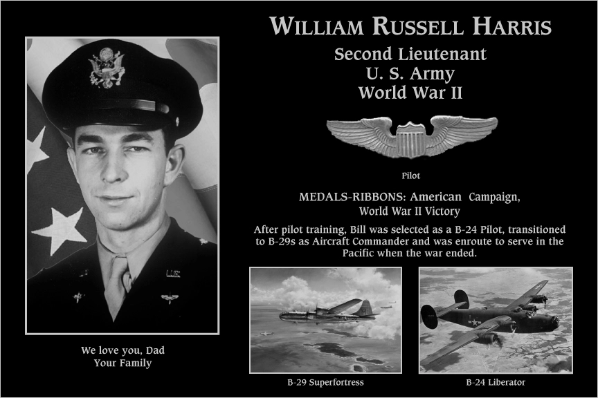 Second Lieutenant William Russell Harris | Mt. Soledad Virtual Plaque
