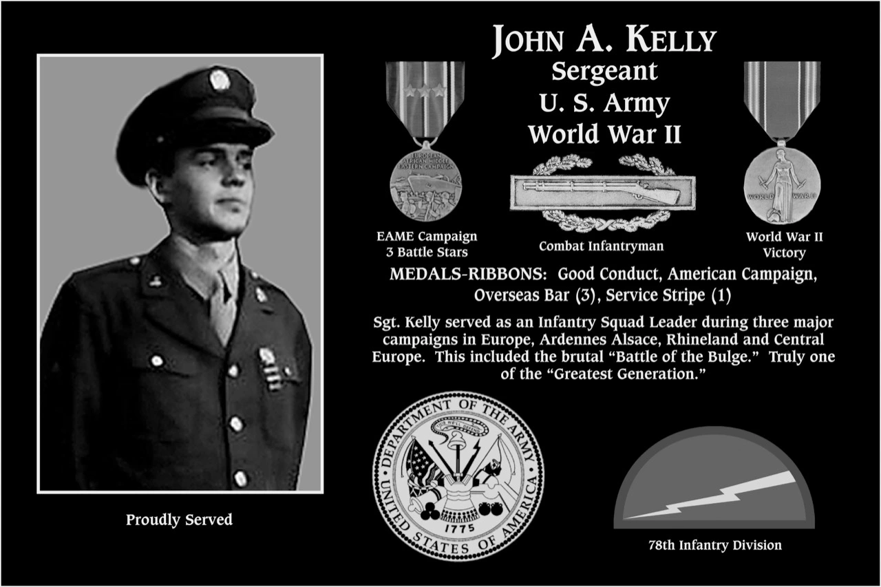 Sergeant John A Kelly | Mt. Soledad Virtual Plaque