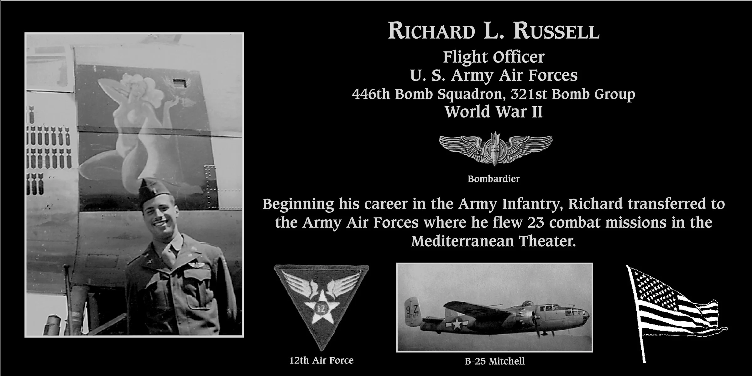 Flight Officer Richard L Russell | Mt. Soledad Virtual Plaque