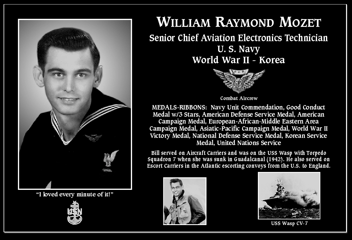 Senior Chief Petty Officer William Raymond Mozet | Mt. Soledad Virtual ...