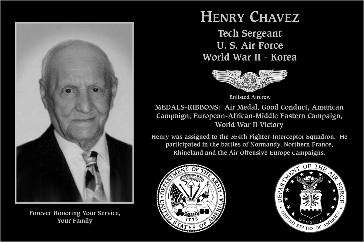Technical Sergeant Henry Chavez | Mt. Soledad Virtual Plaque