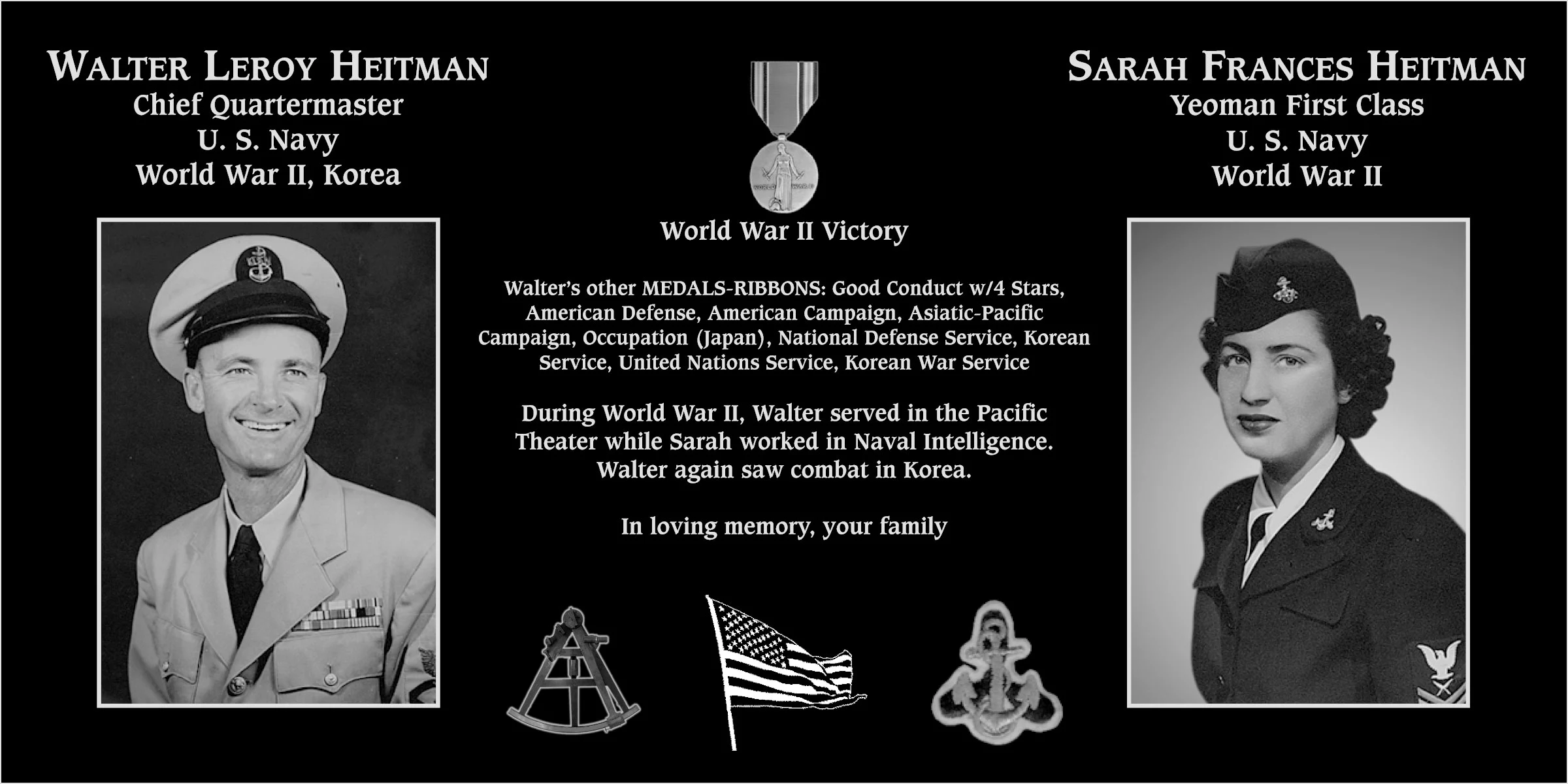 Chief Petty Officer Walter Leroy Heitman | Mt. Soledad Virtual Plaque