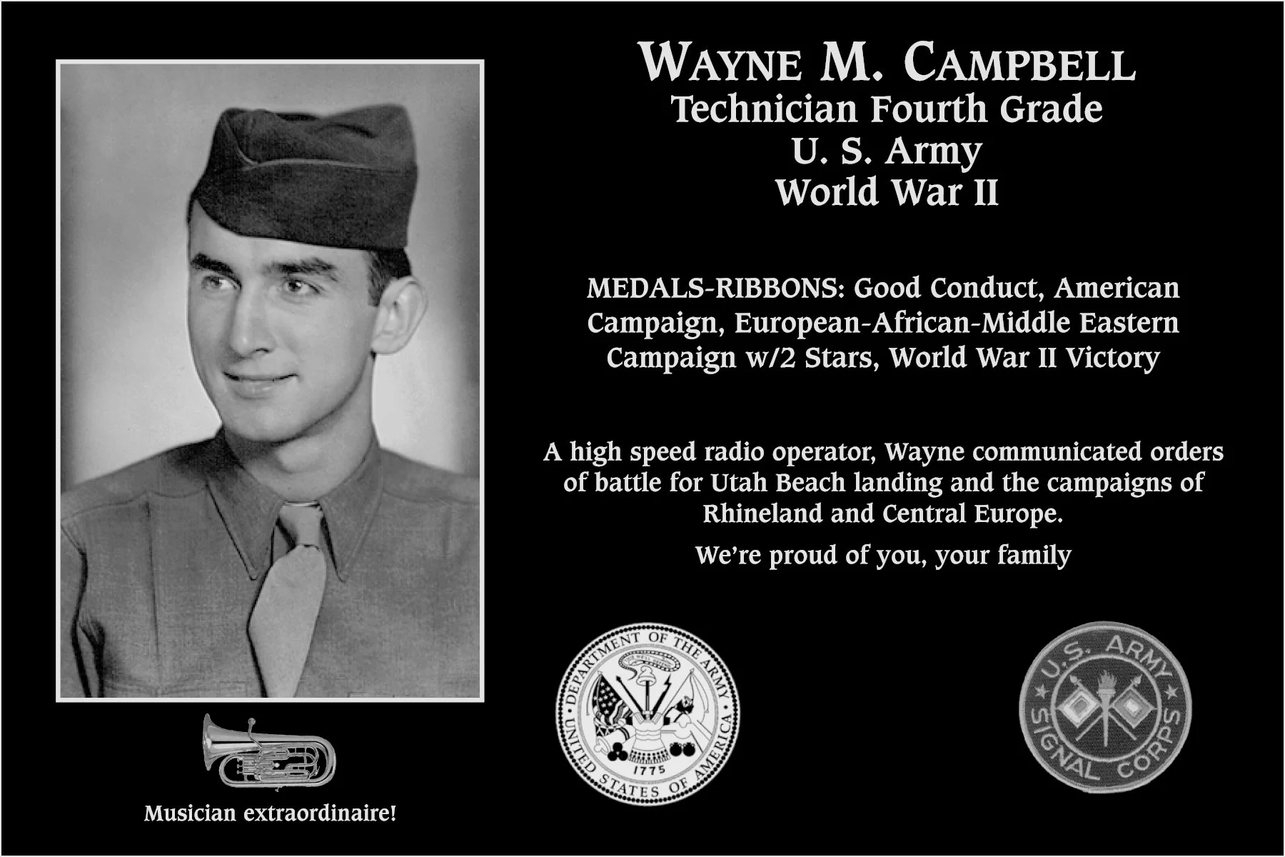 Sergeant Wayne M Campbell | Mt. Soledad Virtual Plaque