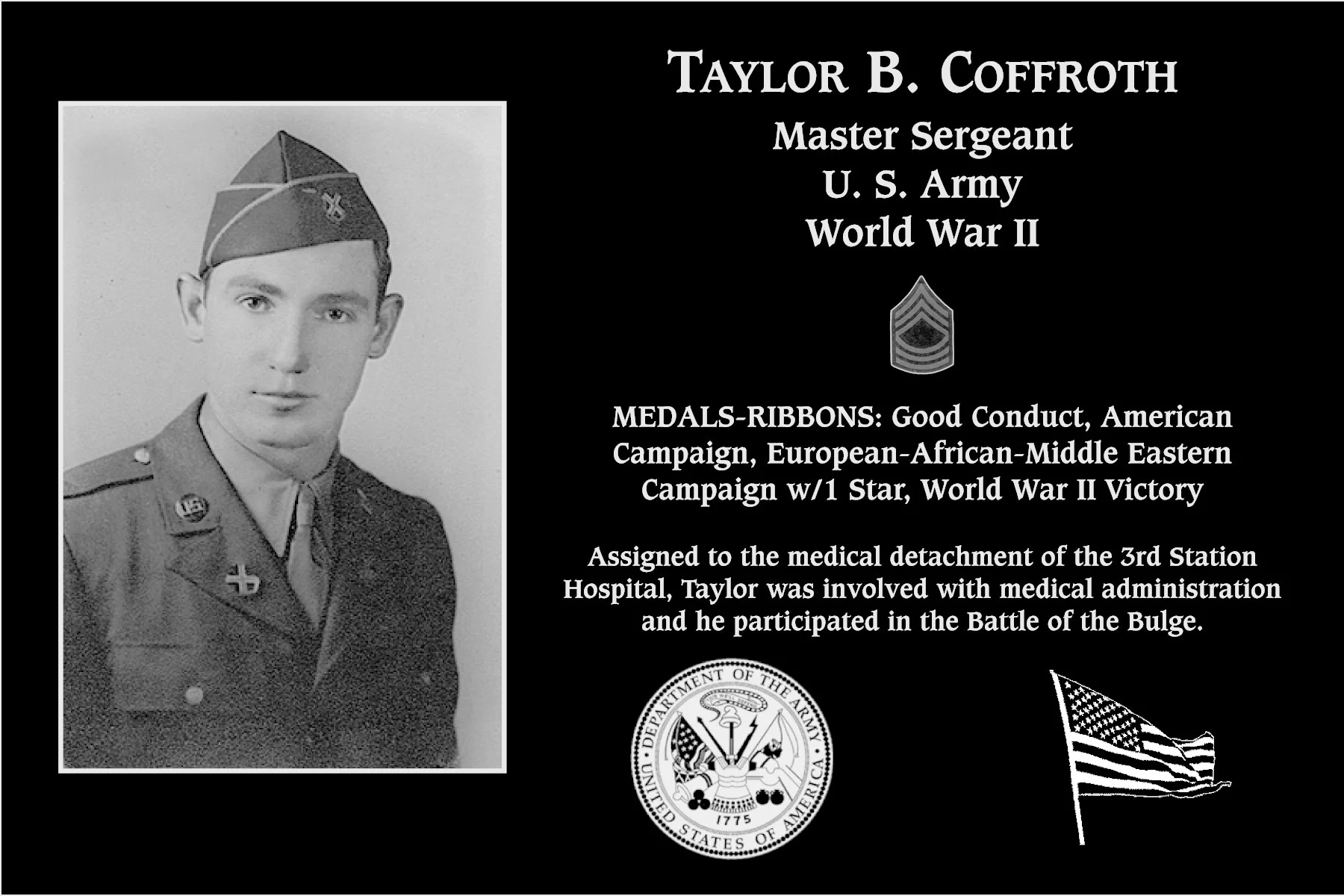 Master Sergeant Taylor B Coffroth | Mt. Soledad Virtual Plaque