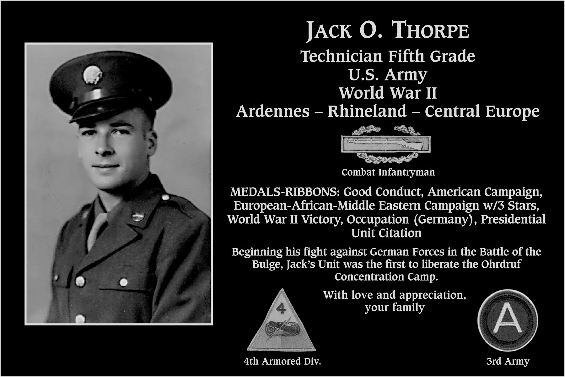 Corporal Jack O Thorpe | Mt. Soledad Virtual Plaque