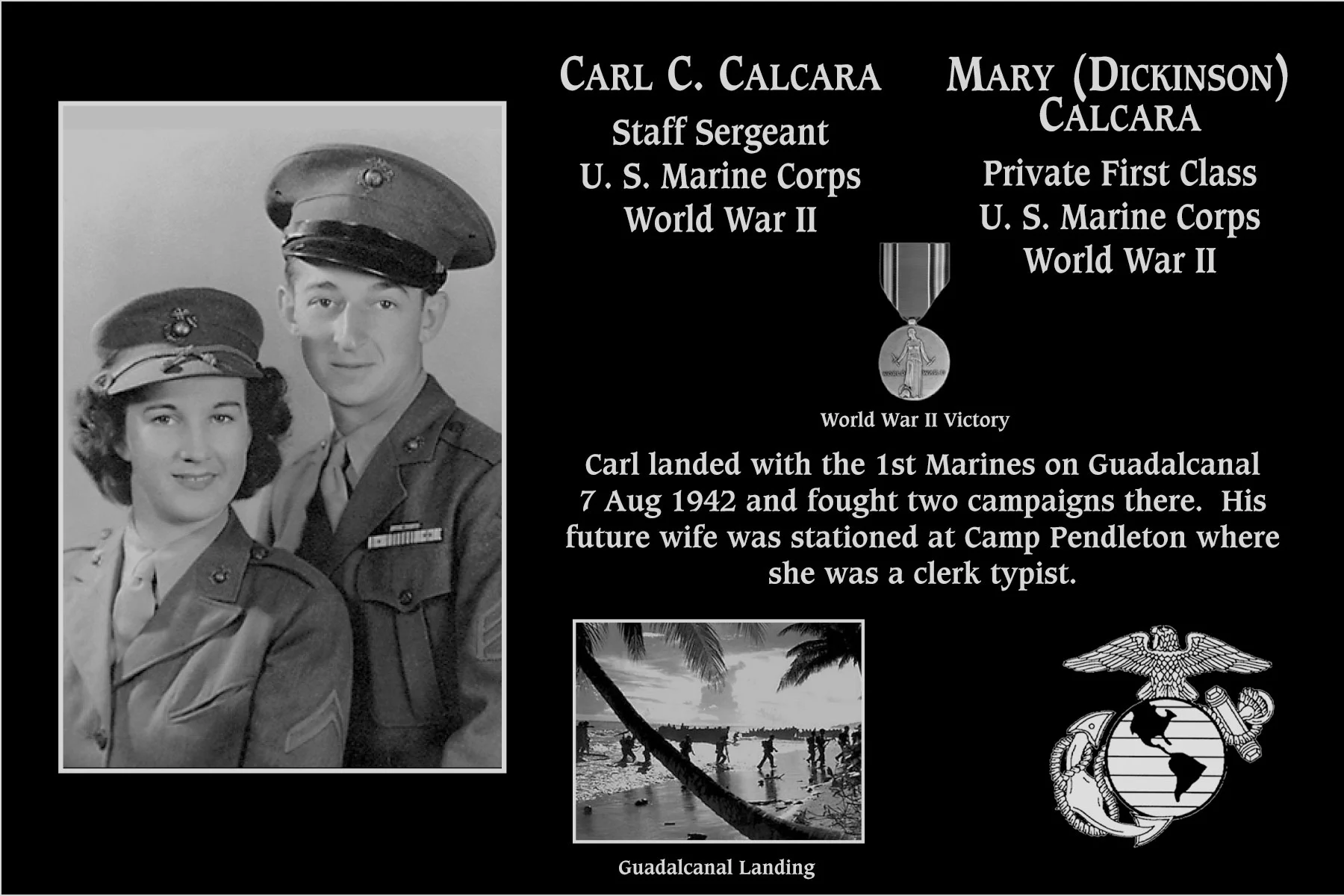 Private First Class Mary Calcara | Mt. Soledad Virtual Plaque