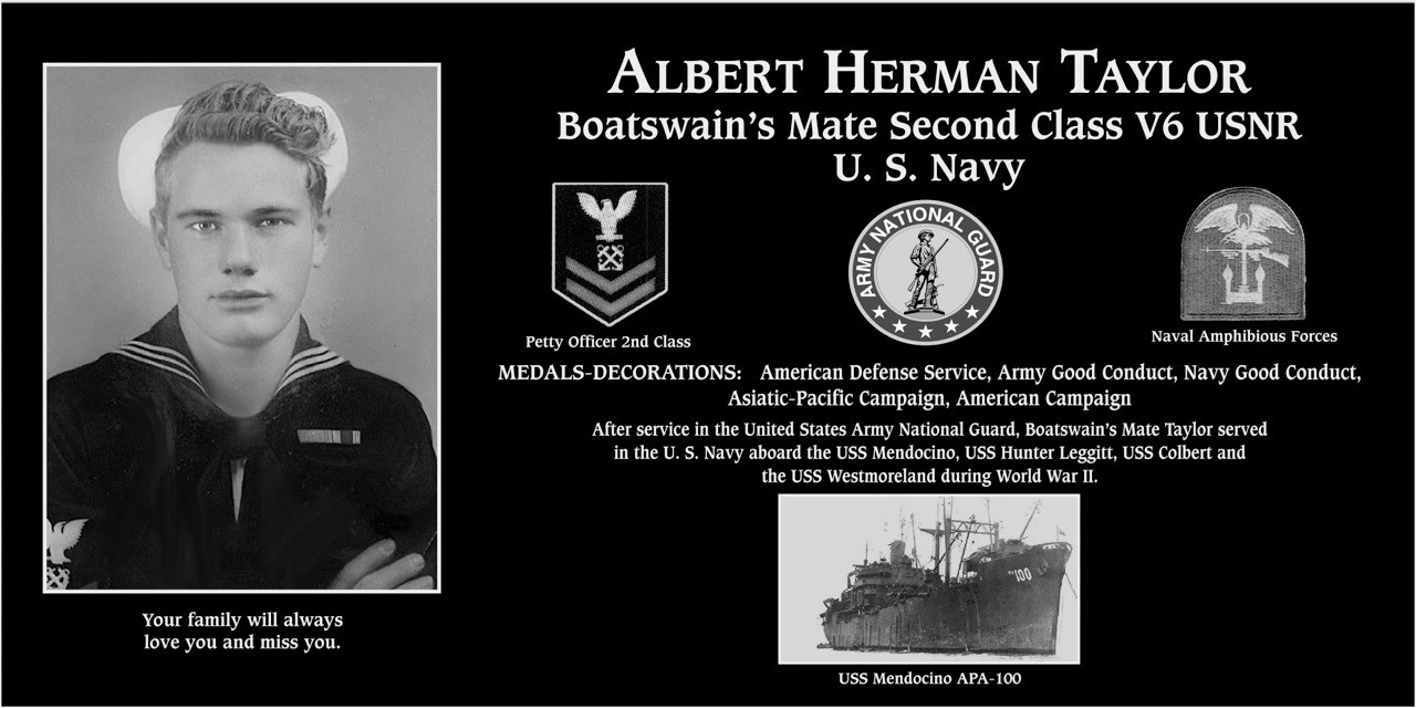 Petty Officer Second Class Albert Herman Taylor | Mt. Soledad Virtual ...