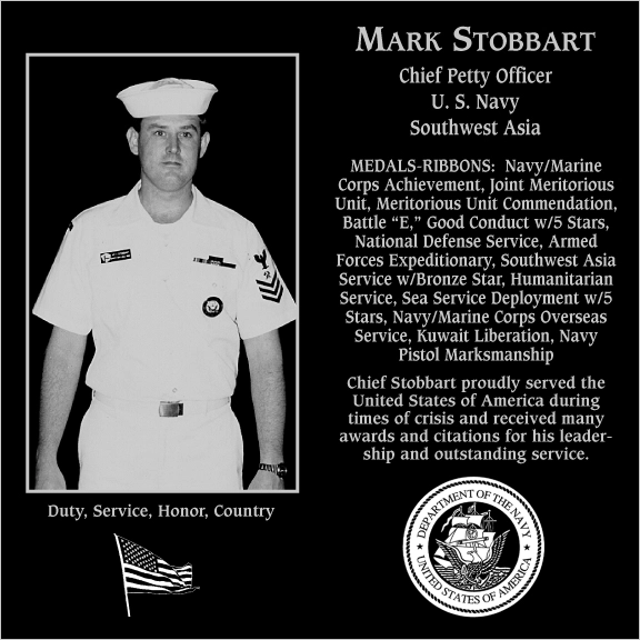 Chief Petty Officer Mark Stobbart | Mt. Soledad Virtual Plaque