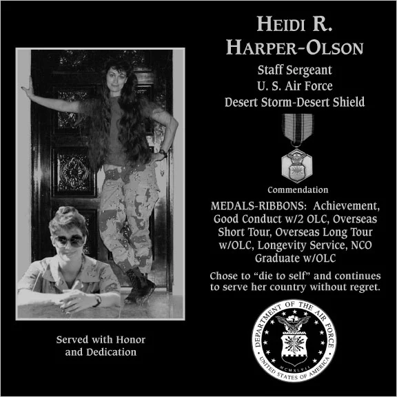 Staff Sergeant Heidi R Harper-Olson | Mt. Soledad Virtual Plaque