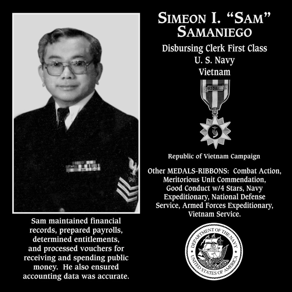 Petty Officer First Class Simeon I Samaniego | Mt. Soledad Virtual Plaque