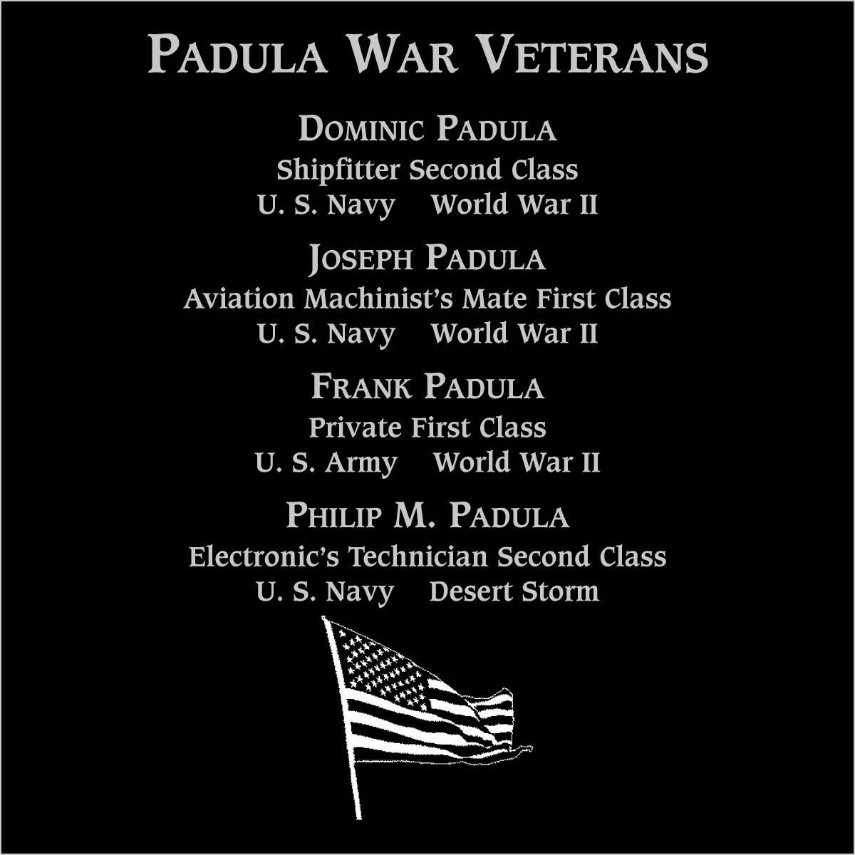 Petty Officer Second Class Dominick Padula | Mt. Soledad Virtual Plaque