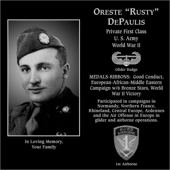 Private First Class Oreste DePaulis | Mt. Soledad Virtual Plaque