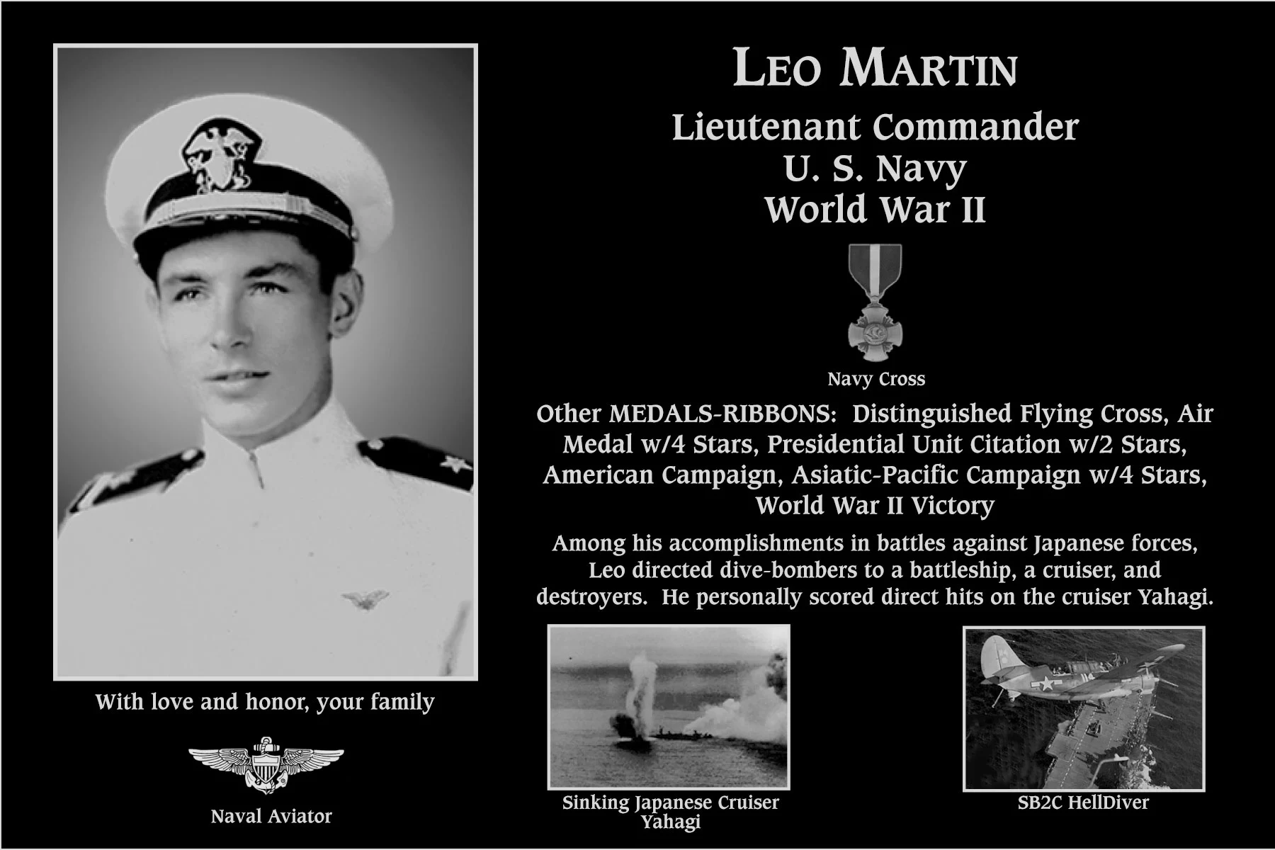 Lieutenant Commander Leo Martin | Mt. Soledad Virtual Plaque