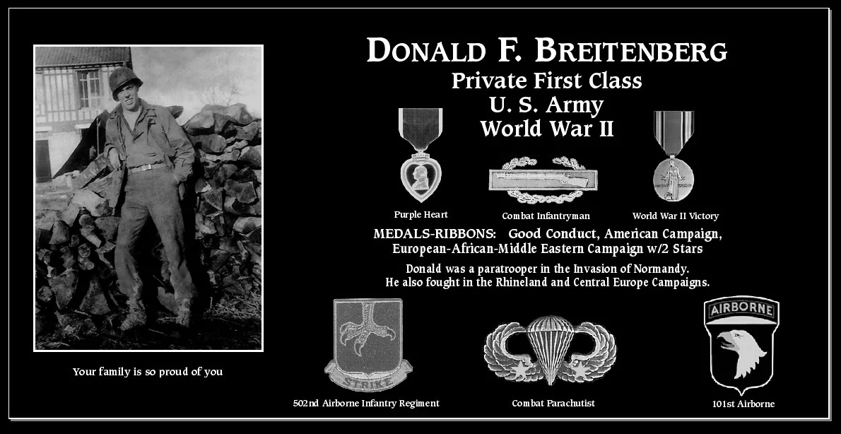 Private First Class Donald F Breitenberg | Mt. Soledad Virtual Plaque