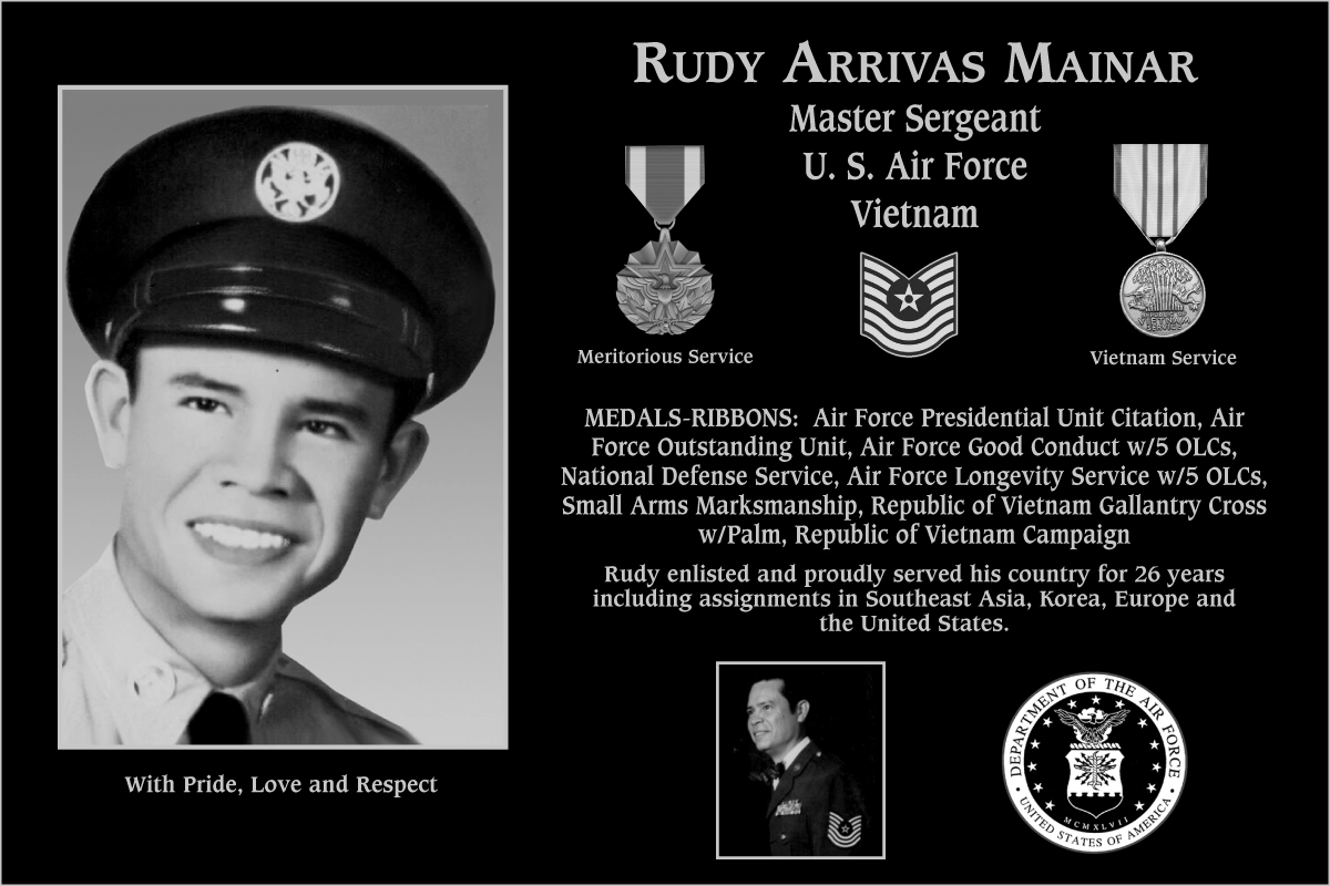 Master Sergeant Rudy Arrivas Mainar | Mt. Soledad Virtual Plaque