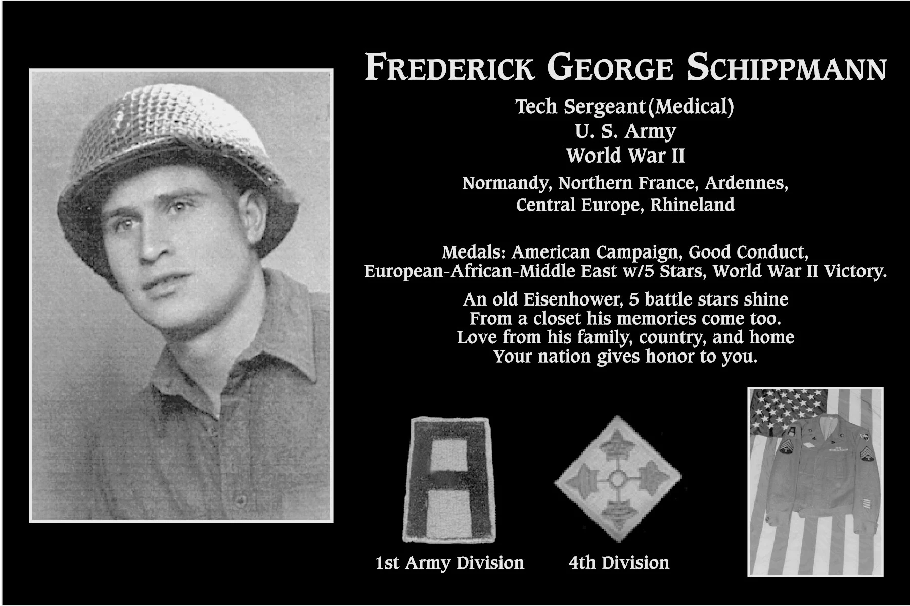Corporal Frederick George Schippmann | Mt. Soledad Virtual Plaque