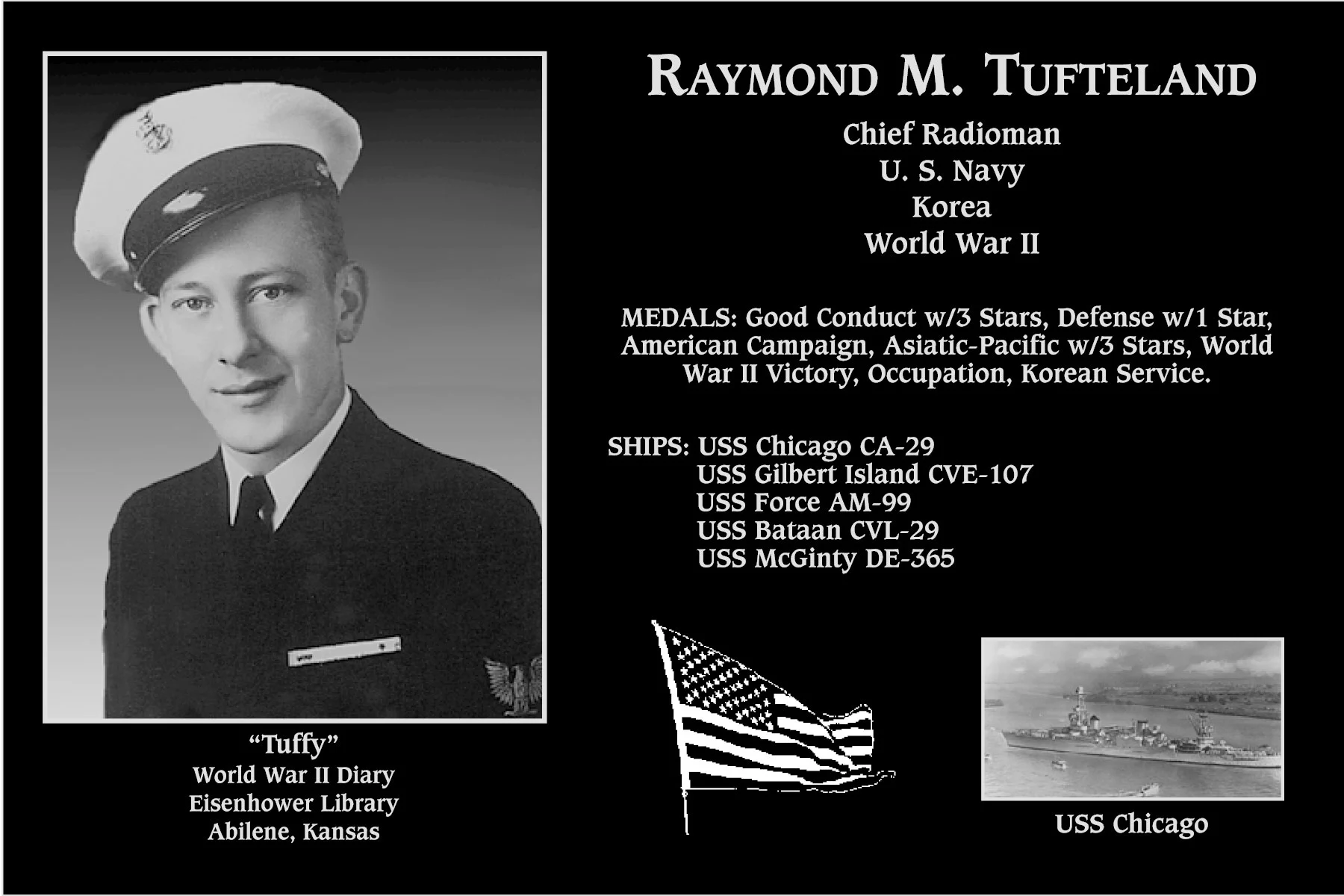 Chief Petty Officer Raymond M Tufteland | Mt. Soledad Virtual Plaque