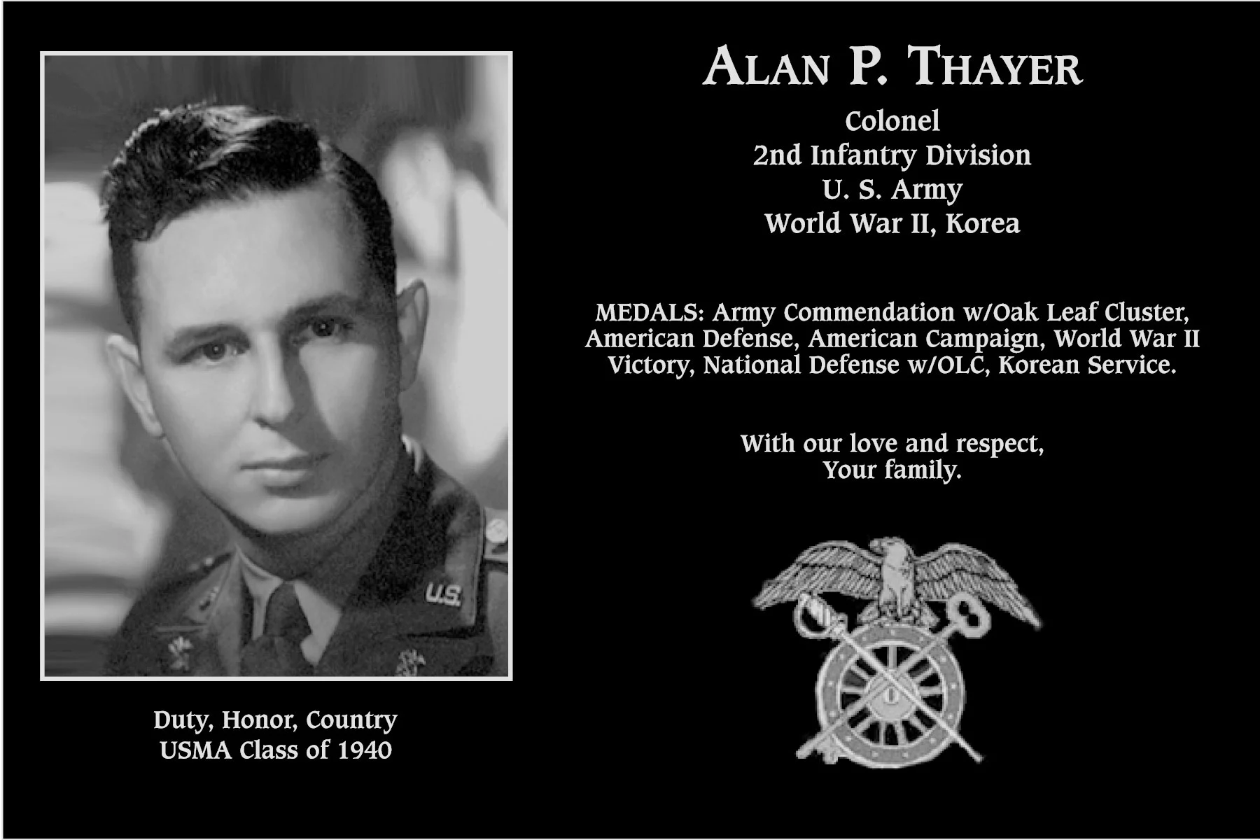 Colonel Alan P Thayer | Mt. Soledad Virtual Plaque