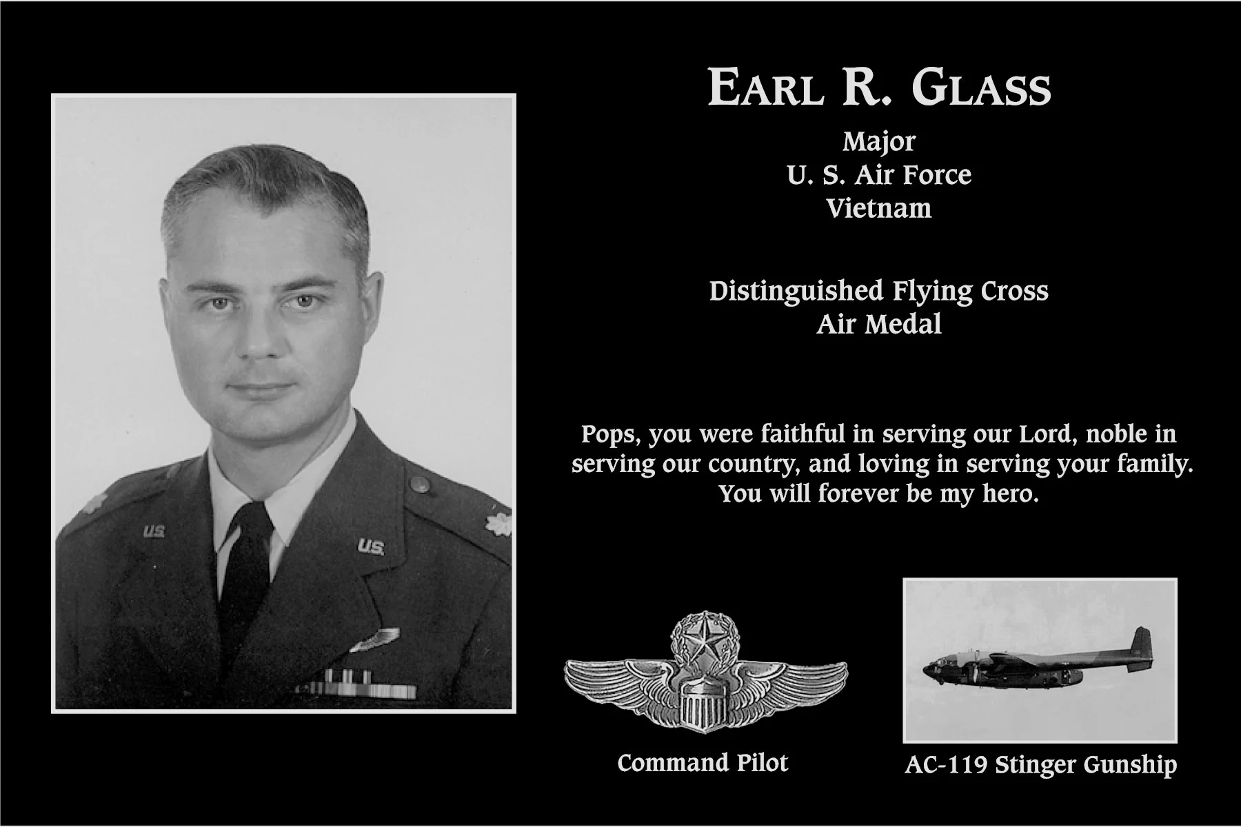 Major Earl R Glass | Mt. Soledad Virtual Plaque