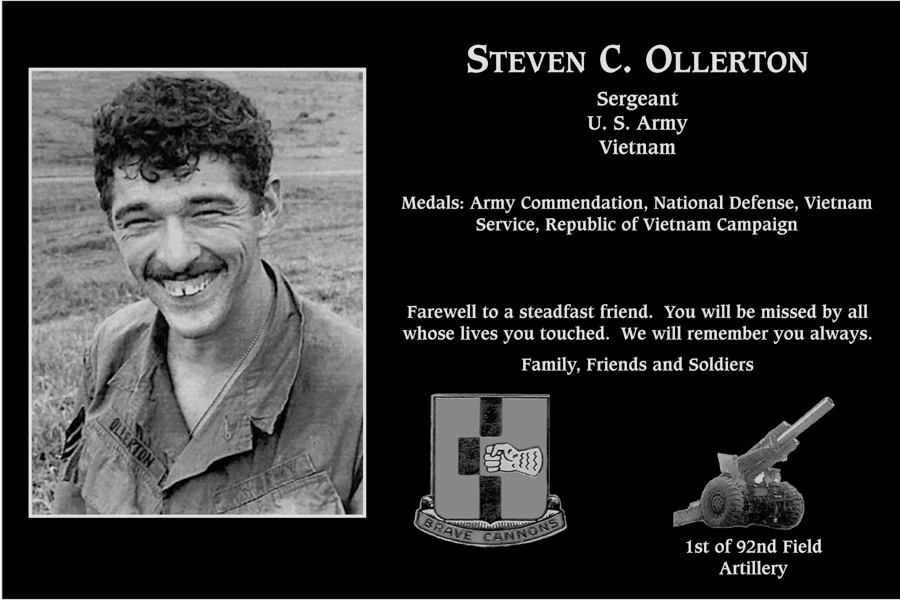 Sergeant Steven C Ollerton | Mt. Soledad Virtual Plaque