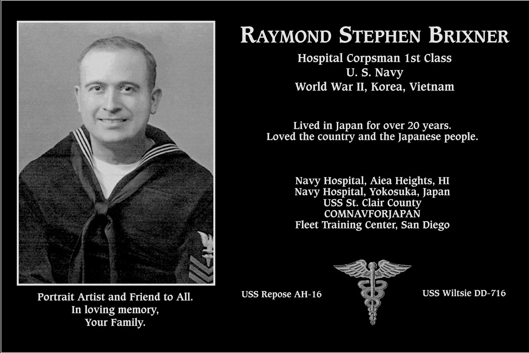 Petty Officer First Class Raymond Stephen Brixner | Mt. Soledad Virtual ...