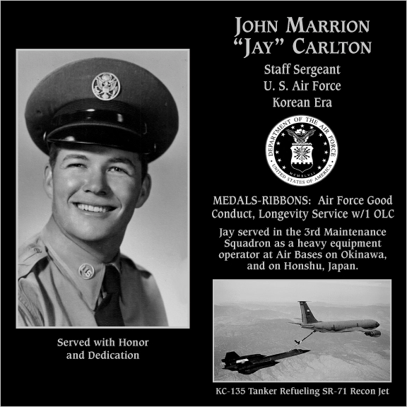 Staff Sergeant John Marrion Carlton | Mt. Soledad Virtual Plaque