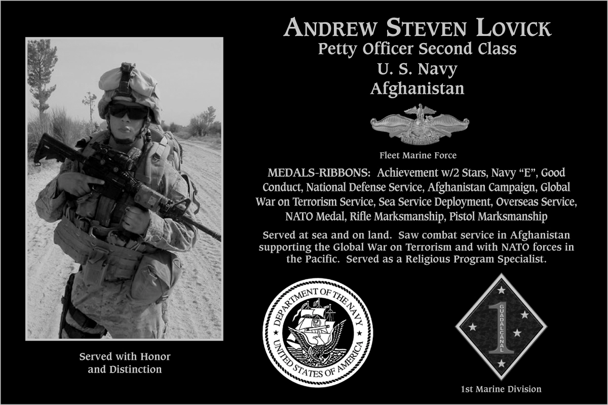 Petty Officer Second Class Andrew Steven Lovick | Mt. Soledad Virtual ...