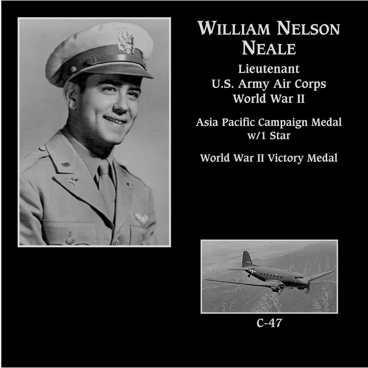 First Lieutenant William Nelson Neale | Mt. Soledad Virtual Plaque