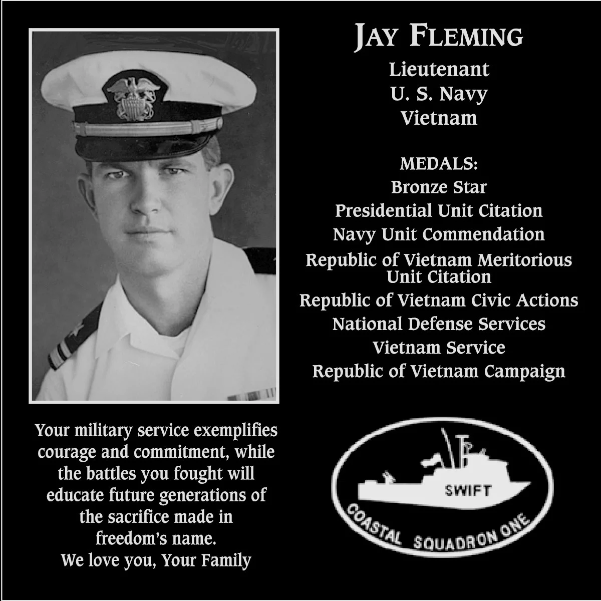 Lieutenant Jay Fleming | Mt. Soledad Virtual Plaque