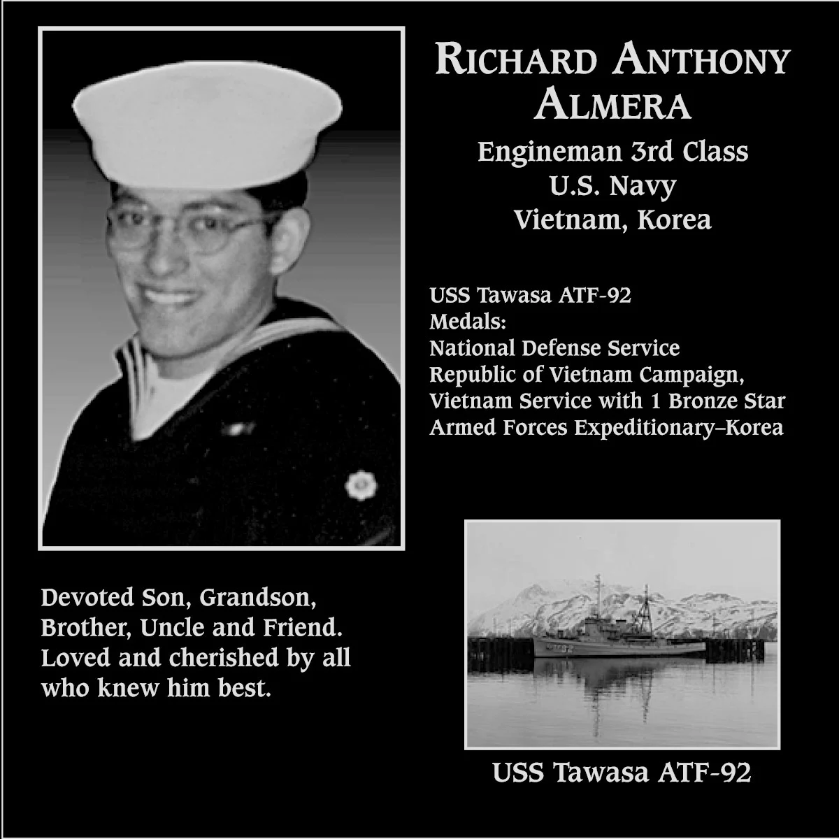 Petty Officer Third Class Richard Anthony Almera | Mt. Soledad Virtual ...