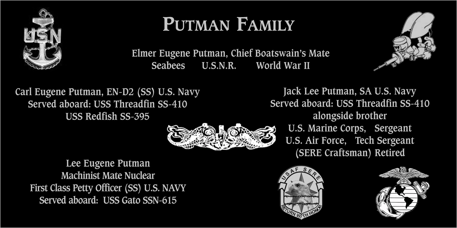 Petty Officer Second Class Lee Eugene Putman | Mt. Soledad Virtual Plaque