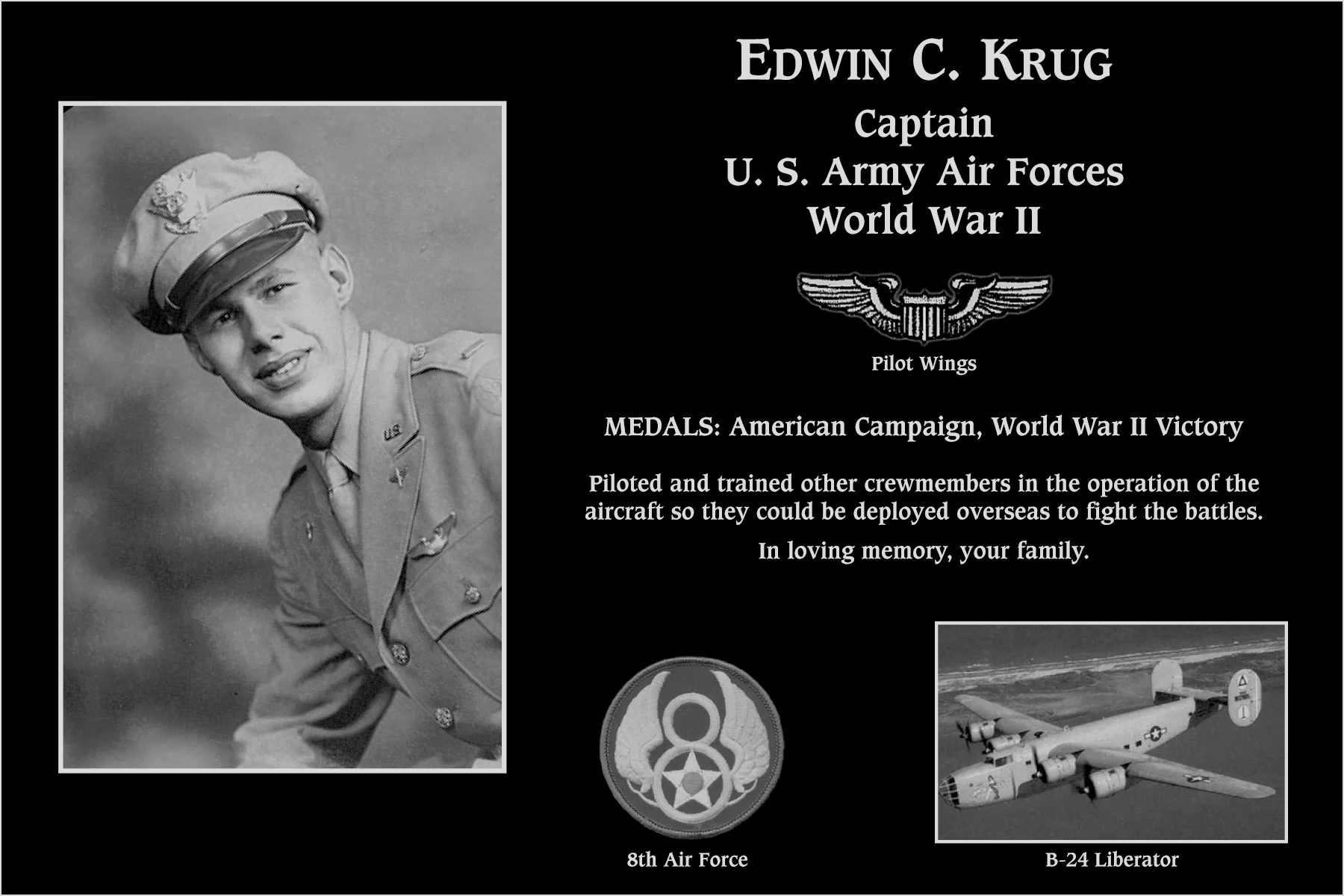 Captain Edwin C Krug | Mt. Soledad Virtual Plaque