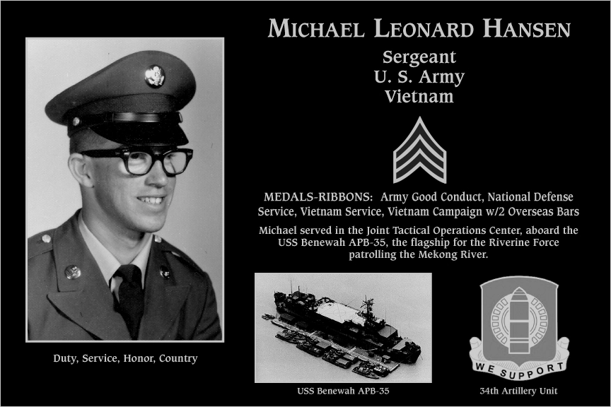 Sergeant Micheal Leonard Hansen | Mt. Soledad Virtual Plaque