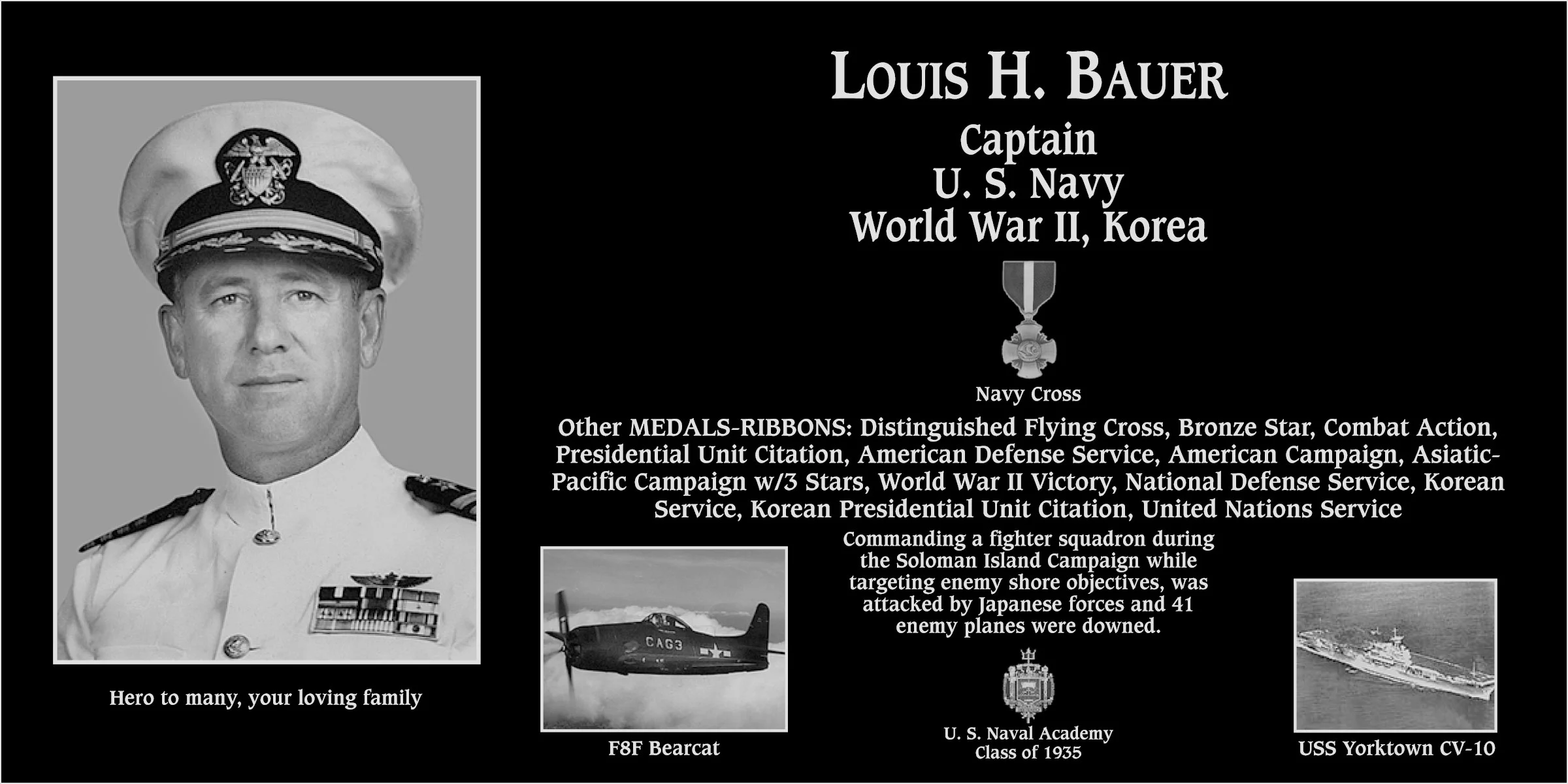 Captain Louis H Bauer | Mt. Soledad Virtual Plaque