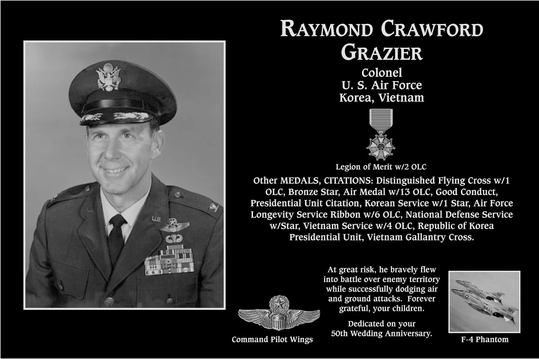 Colonel Raymond Crawford Grazier | Mt. Soledad Virtual Plaque