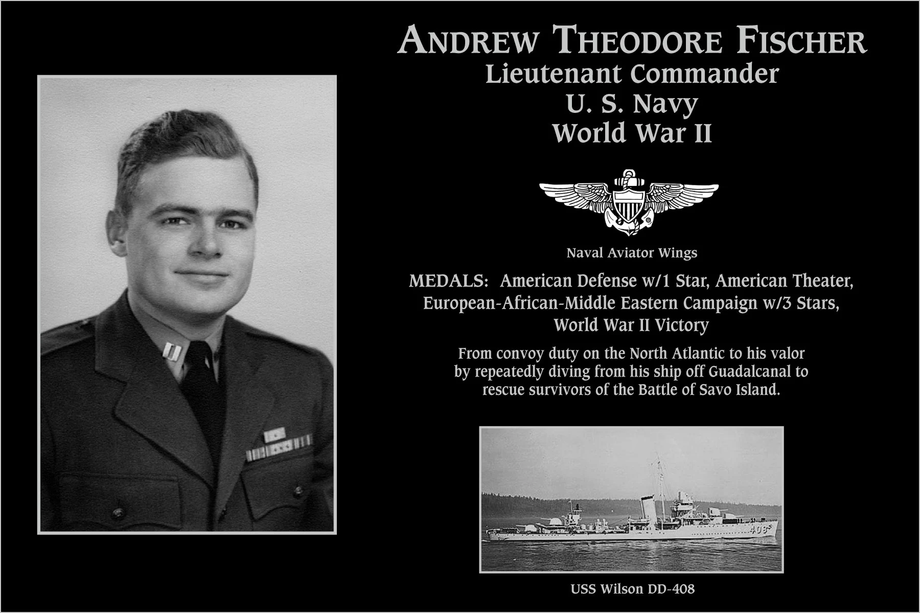 Lieutenant Commander Andrew Theodore Fischer | Mt. Soledad Virtual Plaque