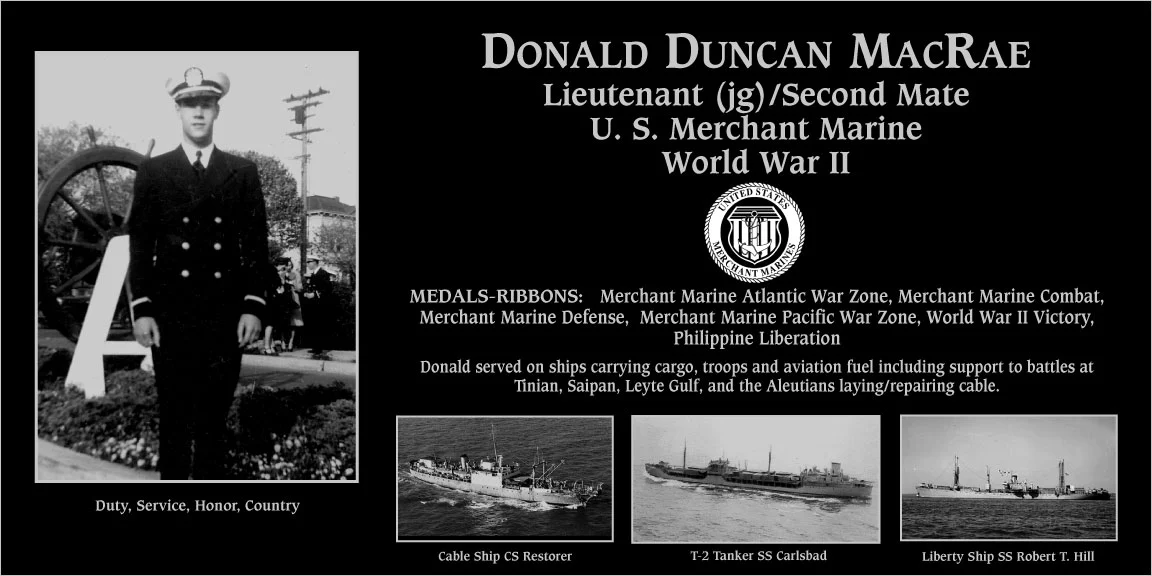 2nd Chief/Mate Donald Duncan MacRae | Mt. Soledad Virtual Plaque