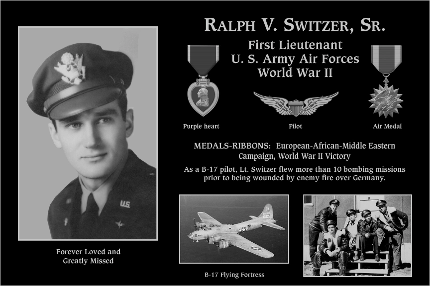 First Lieutenant Ralph V. Switzer, Sr. | Mt. Soledad Virtual Plaque