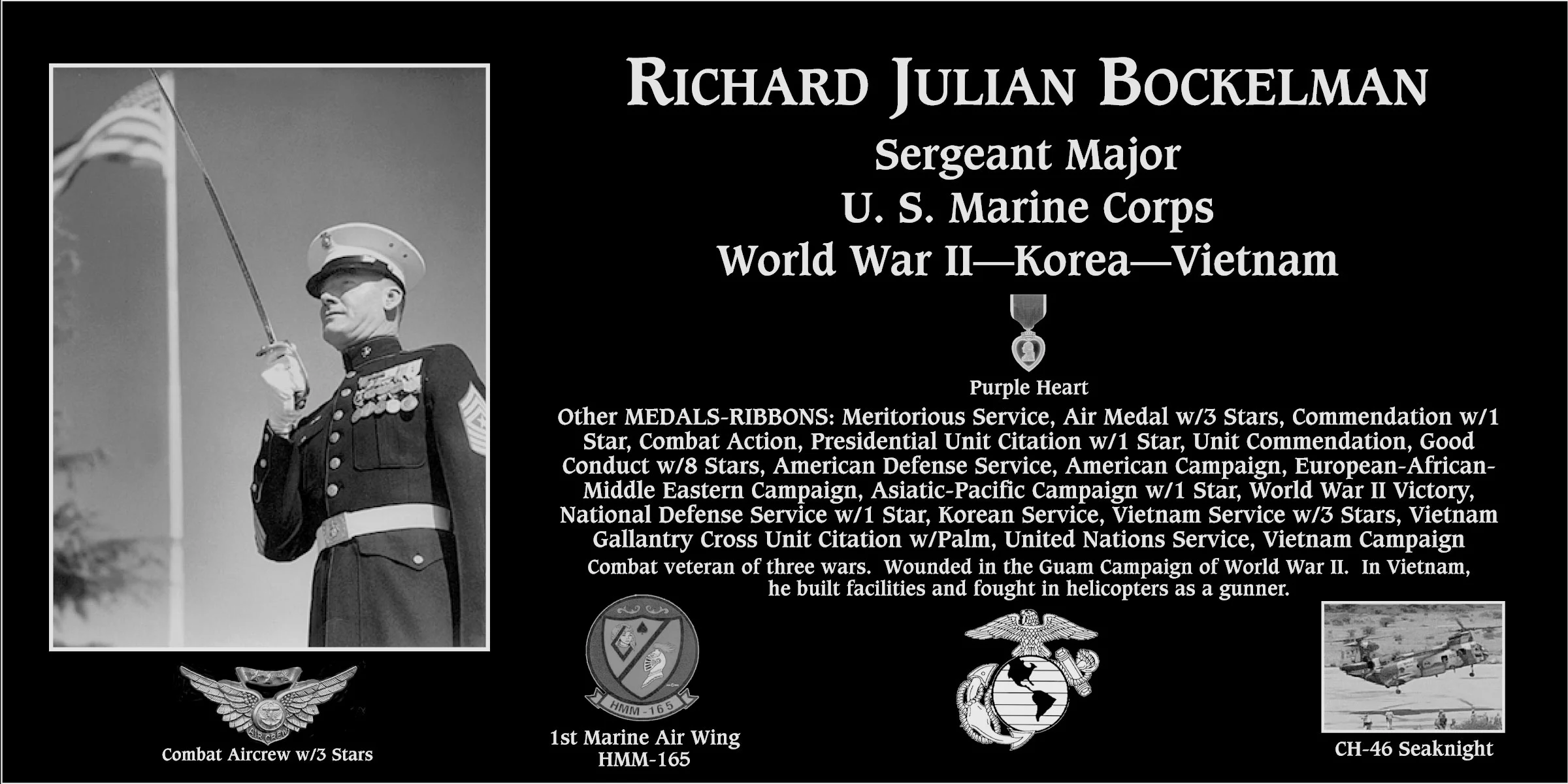 Sergeant Major Richard Julian Bockelman | Mt. Soledad Virtual Plaque