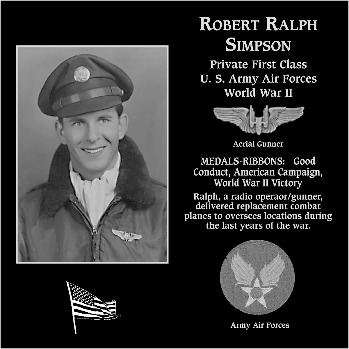 Private First Class Robert Ralph Simpson | Mt. Soledad Virtual Plaque