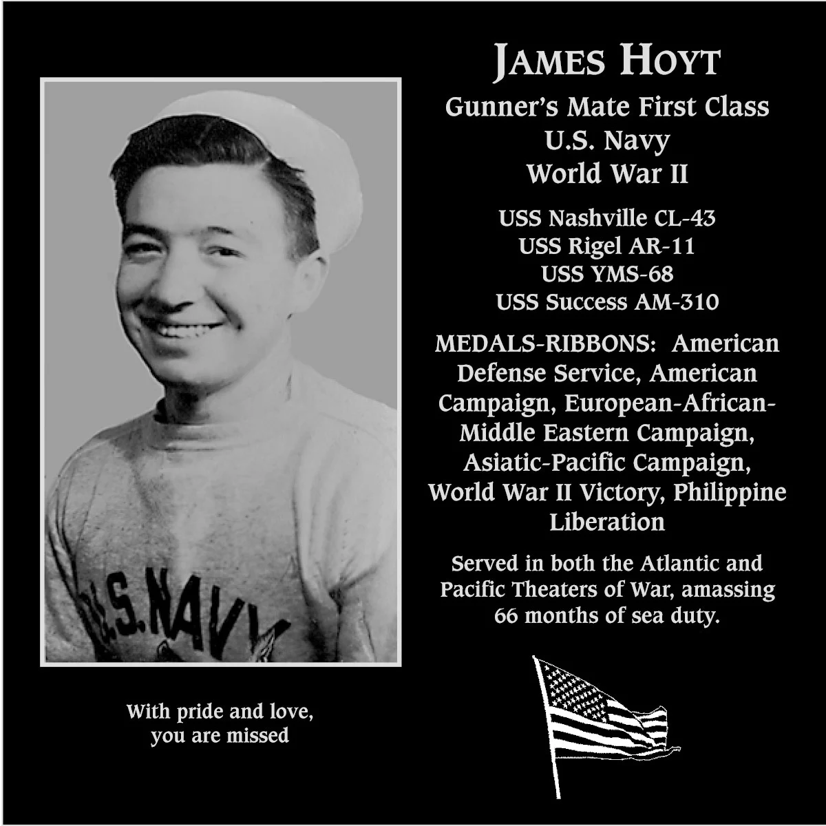 Petty Officer First Class James Hoyt | Mt. Soledad Virtual Plaque