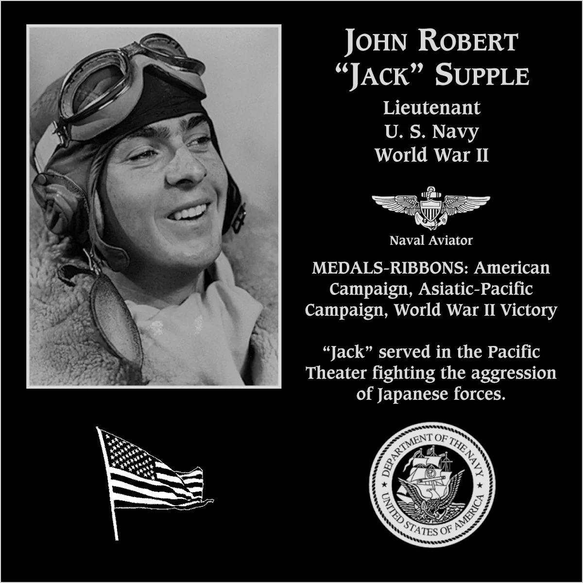 Lieutenant John Robert Supple | Mt. Soledad Virtual Plaque
