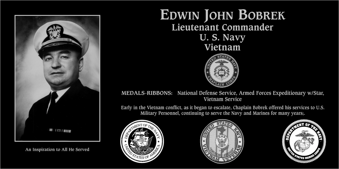 Lieutenant Commander Edwin John Bobrek | Mt. Soledad Virtual Plaque